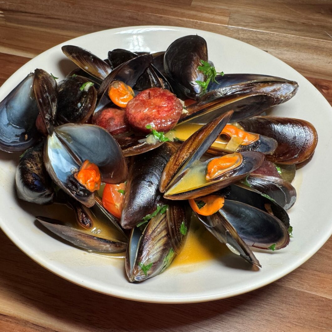 Mussels with Chouriço in a Saffron White Wine Broth - Savour the Trip